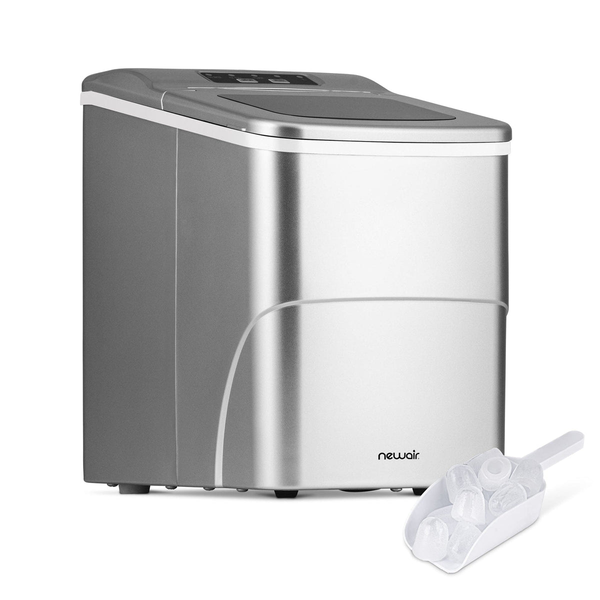 NewAir 26 lb. Metallic Silver Countertop Bullet Ice Maker – Wine ...